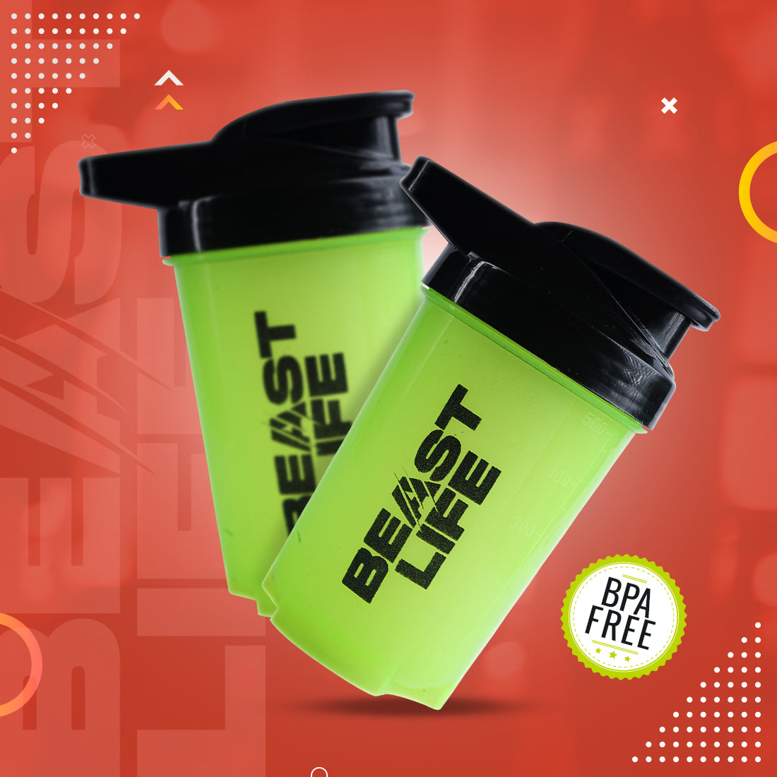 BeastLife Plastic Bold Shaker | Neon Color | 500ML – Beastlife