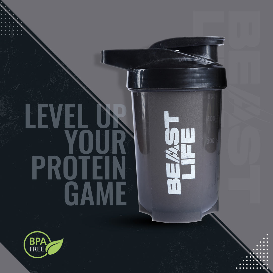 BeastLife Plastic Bold Shaker | Black Color | 500ML – Beastlife