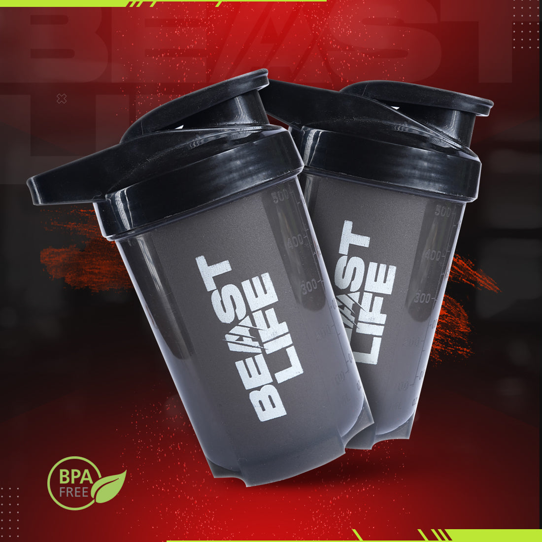 BeastLife Plastic Bold Shaker | Black Color | 500ML – Beastlife