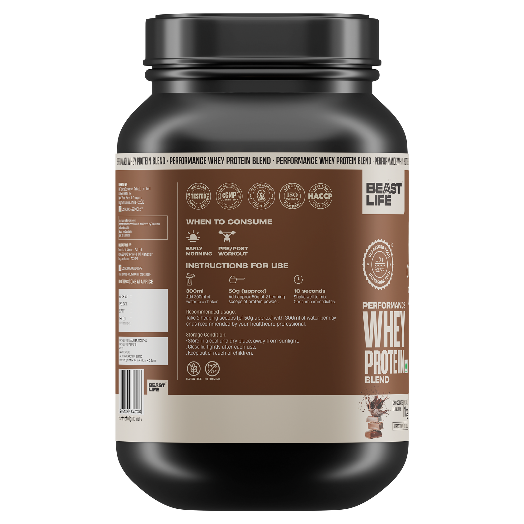 Performance Whey Protein Blend Chocolate 1kg – Beastlife