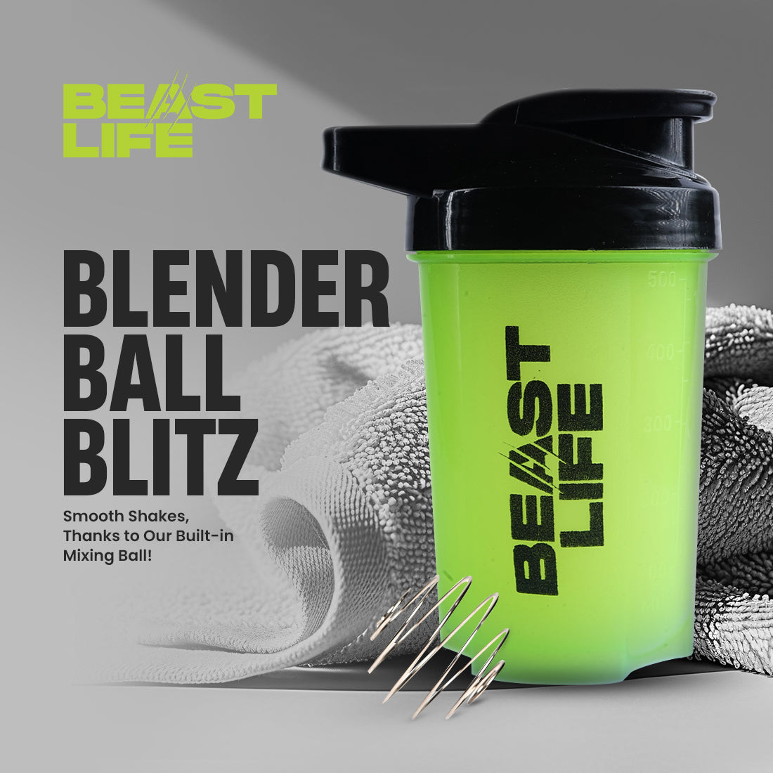 BeastLife Plastic Bold Shaker | Neon Color | 500ML – Beastlife