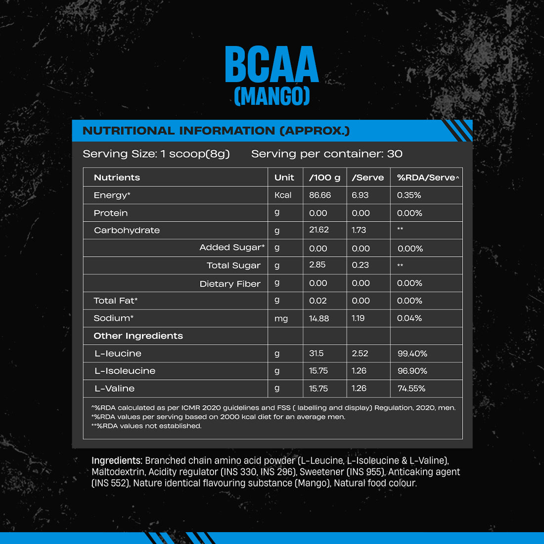 Beast Recovery BCAA | Mango | 240G – Beastlife