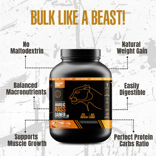 Anabolic Mass Gainer with Ultrasorb Tech (No Maltodextrin) Strawberry ...