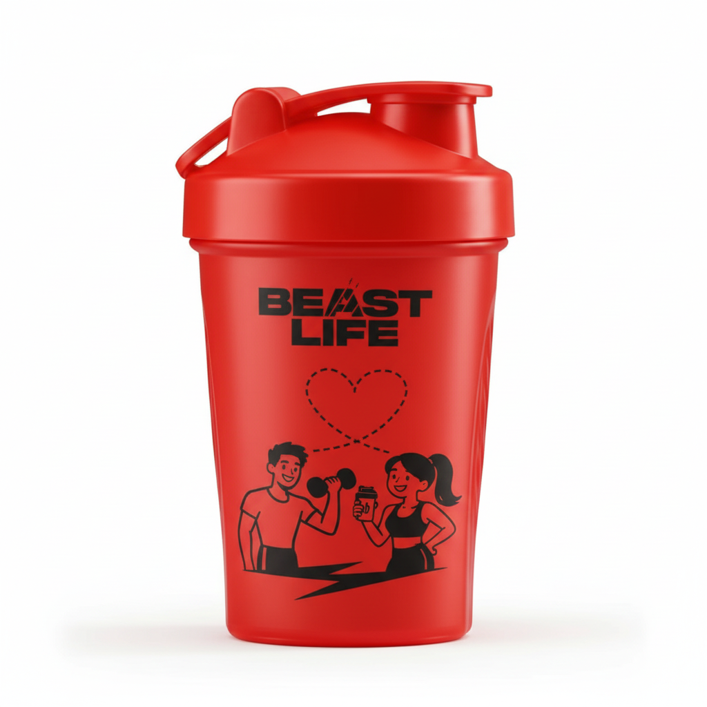 BeastLife Plastic Bold Shaker | Red Color | 500ML – Beastlife
