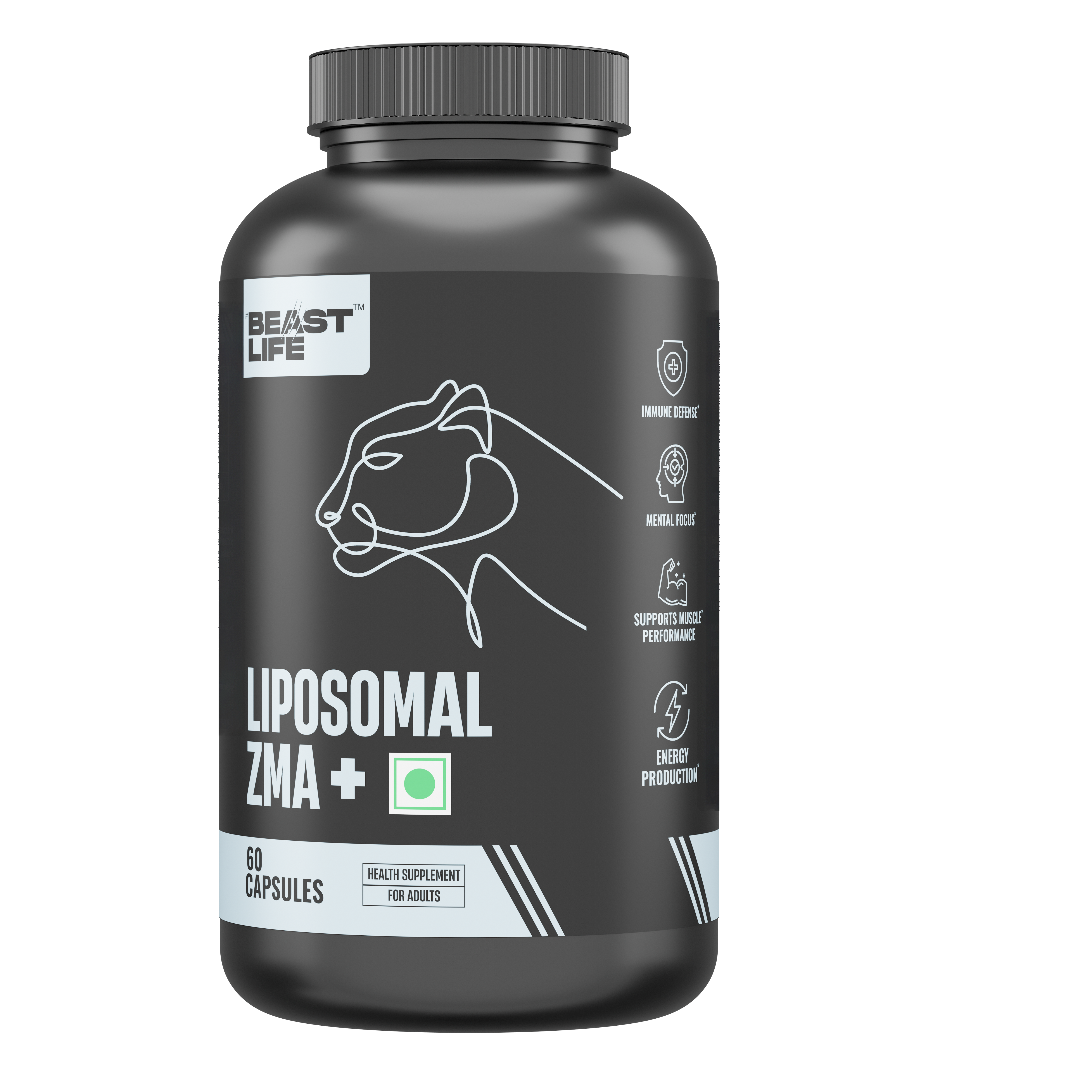 Liposomal ZMA+ | Zinc, Magnesium Complex with Vitamin B6 | 60 N – Beastlife